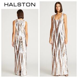 Halston Heritage | Dresses | Halston Eleanor Gown In Chevron Sequin ...